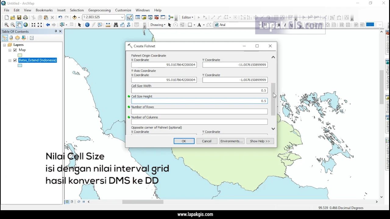Cara Membuat Grid LU/LS atau BT pada ArcGIS - Lapak GIS
