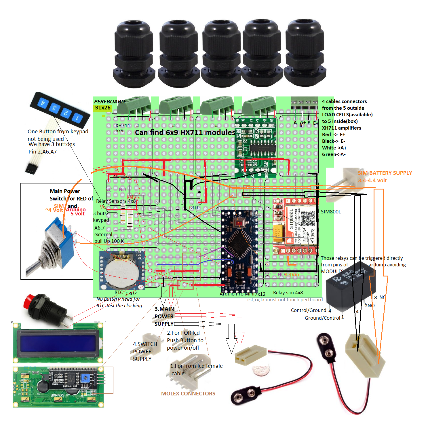 jimakoskx: Arduino Μελισσοζυγαρια Beehive Scale LCD SMS 3 Load Sensors ...