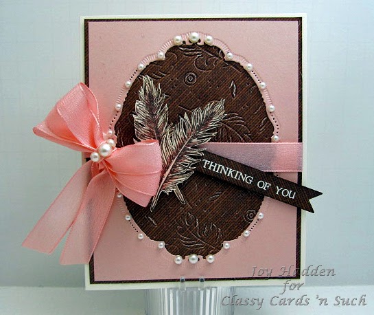 Pieces of Joy: Feminine Feather Card from Classy Cards 'n Such