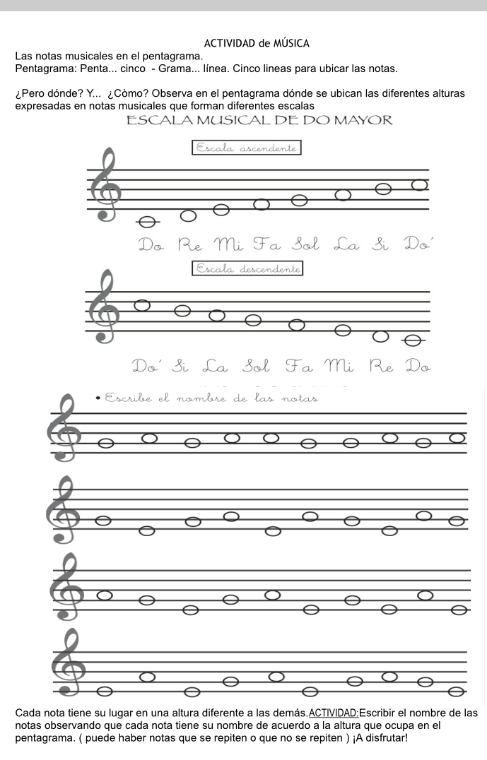 Blog 3° Grado Turno Mañana: Las Notas Musicales