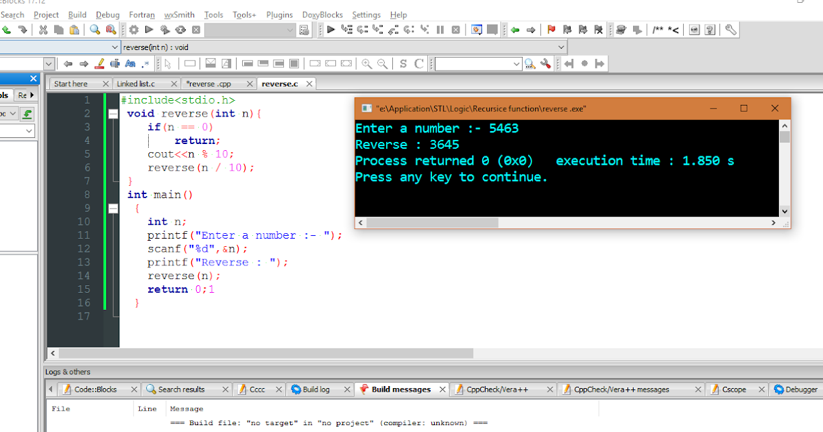 Program in C and C++ to print reverse of a given number using recursive ...