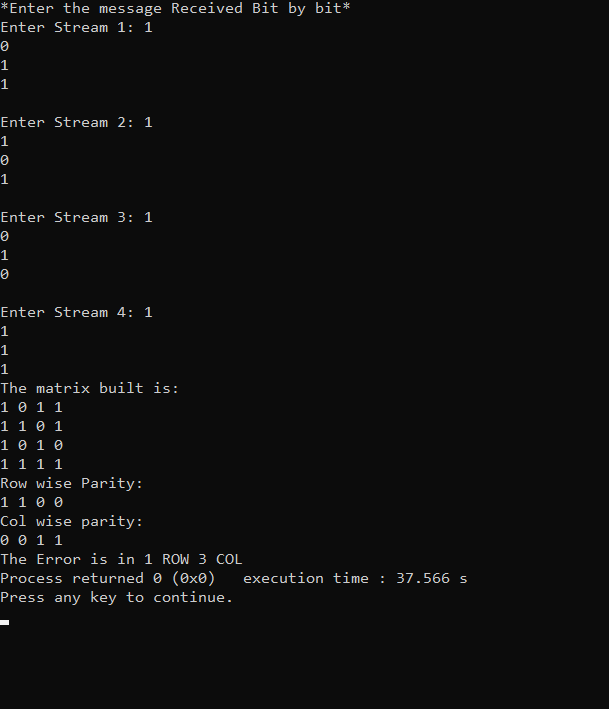 My Coding Blog: 2D Parity Bit check and correction implementation using C