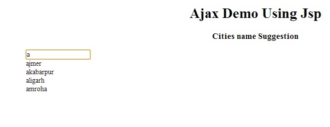 Simple Ajax Demos using Java Technologies Jsp, Struts, Spring