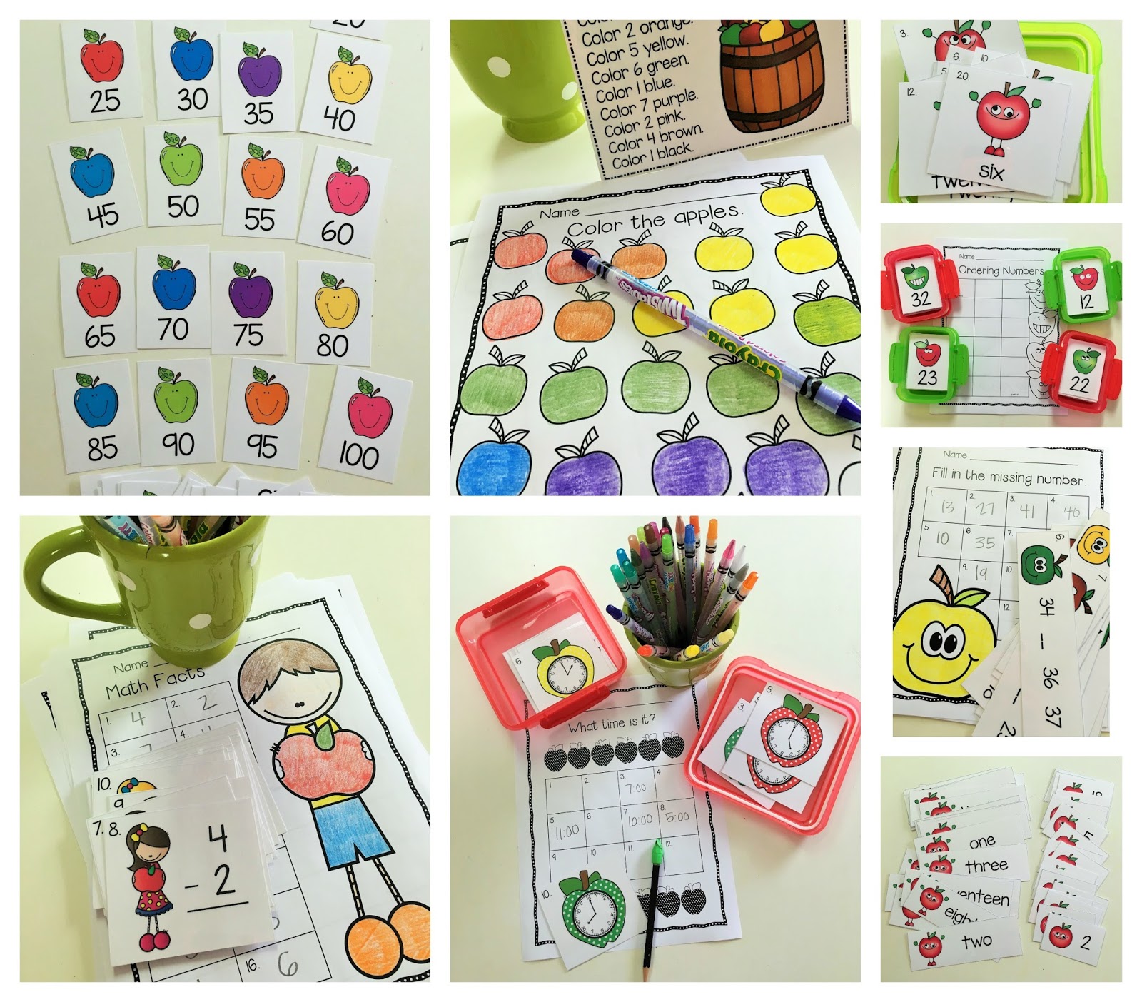Doodle Bugs Teaching {first grade rocks!}: Amazing Apples Math Centers