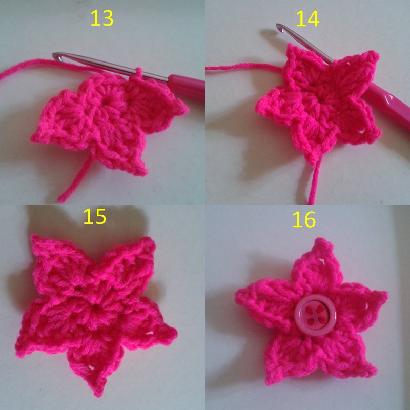my crochet : Tutorial pointed petal flower