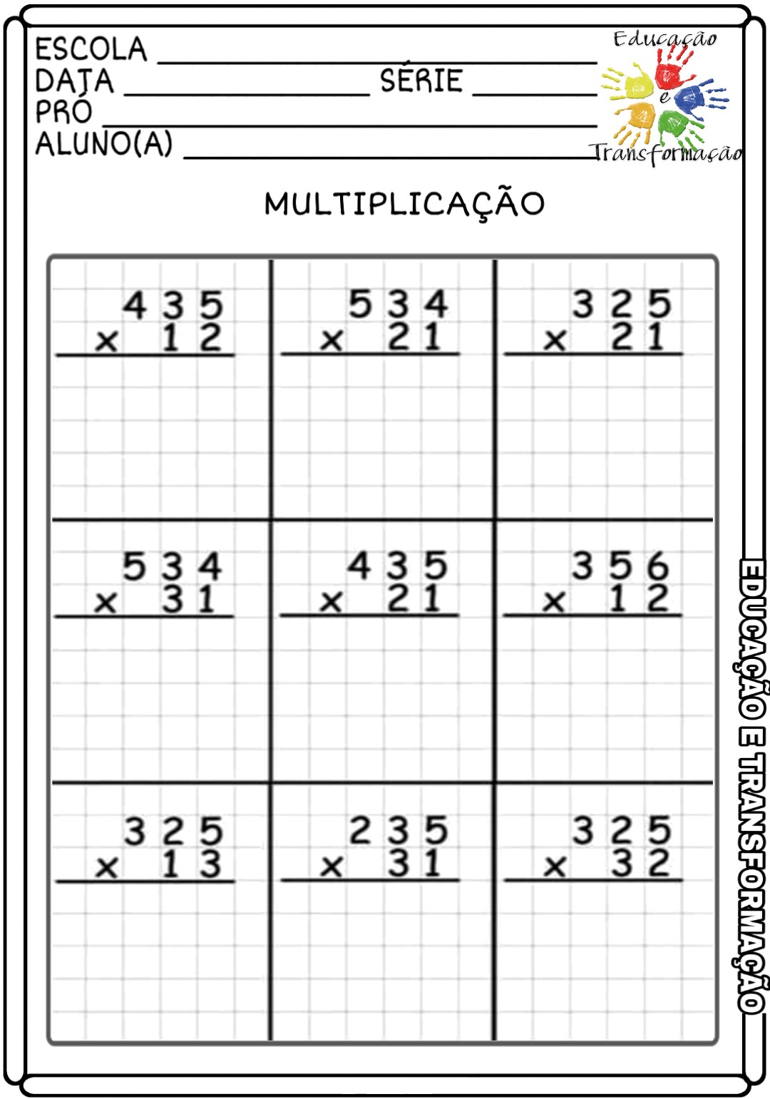 Blog Educação e Transformação: 👍 Multiplicação