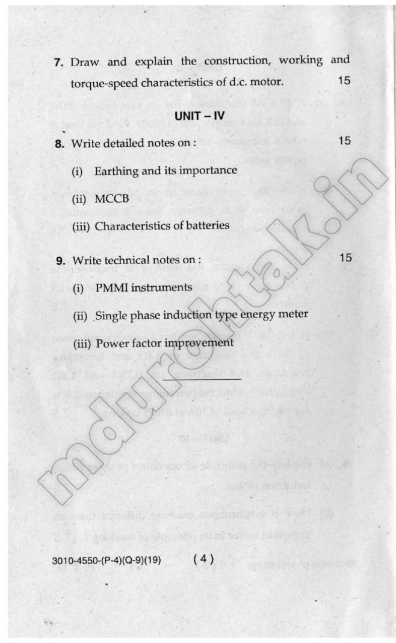 Basic Electrical Engineering Question Paper - B.Tech 1st Year ...
