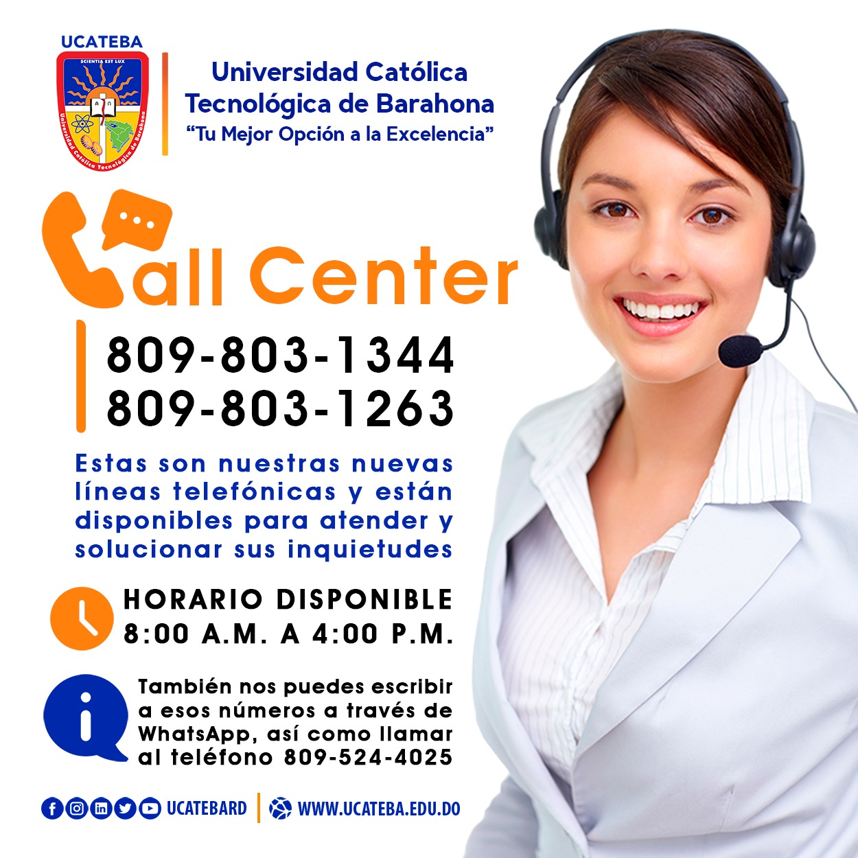 .: UCATEBA APERTURA Call Center para continuar brindando asistencia ...