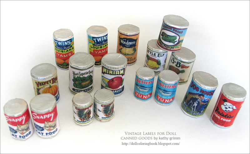 30 Vintage Labels for Crafting Doll Foods | The Doll Coloring Book
