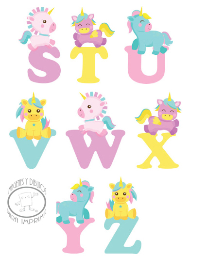 Abecedario de unicornios para imprimir 🦄-Colorear dibujos,letras ...