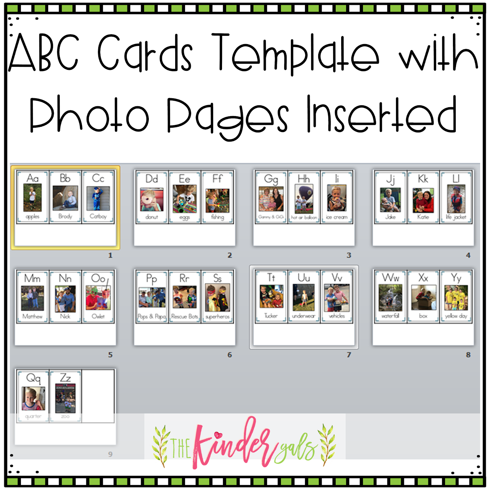 KinderGals: How to Make Personalized abc Flashcards