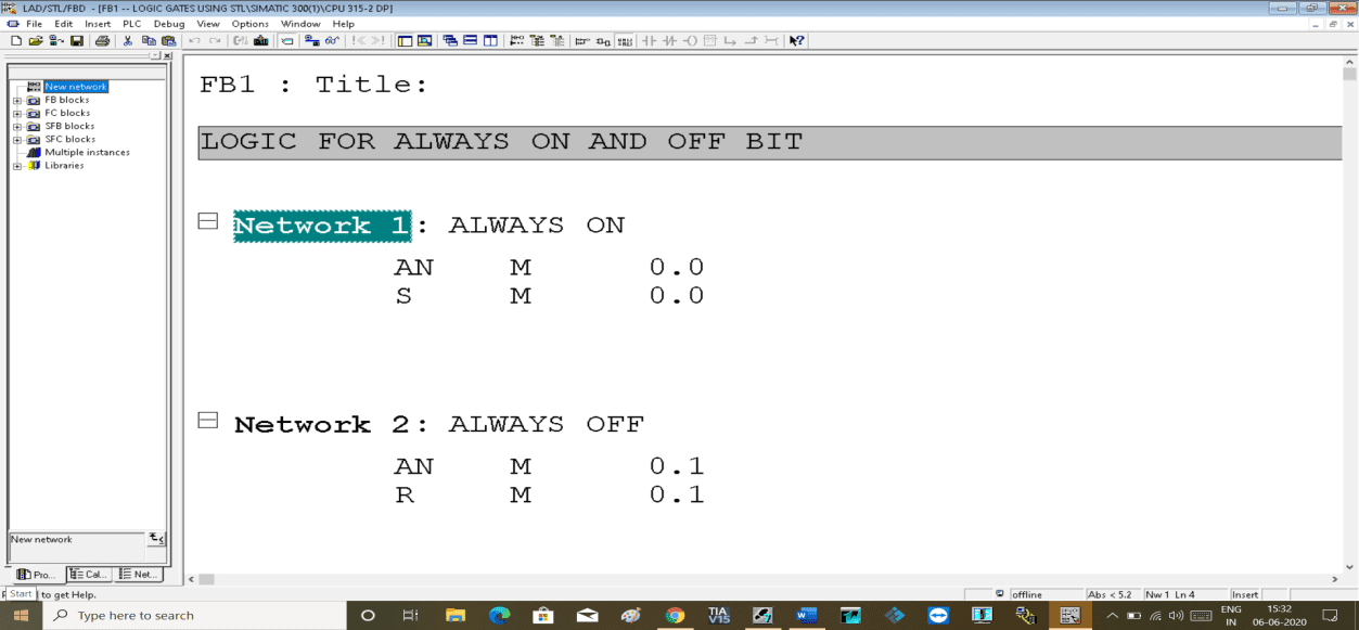 Always ON and OFF Bit using Ladder Logic and Statement List