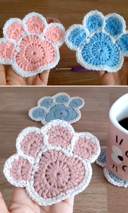 Beautiful Skills - Crochet Knitting Quilting : Crochet Paw Coaster ...