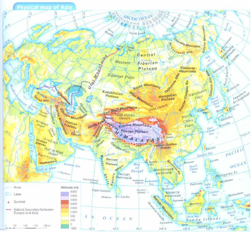 Social Science: Asia Physical map