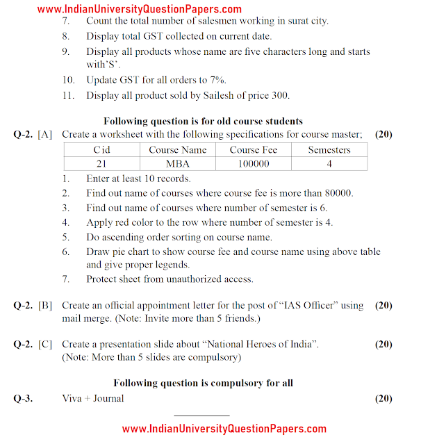 VNSGU, First Year BCA Practical-106 March 2021 Question Paper ...