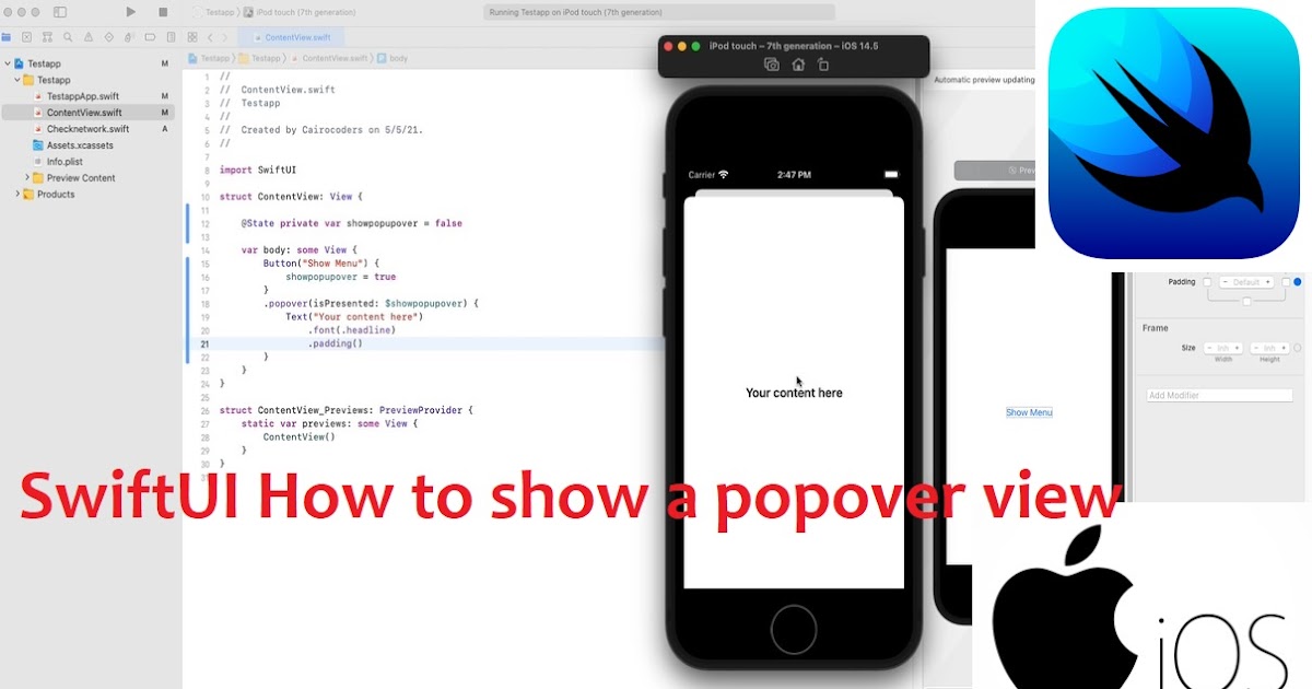 Swiftui How To Show A Popover View Tutorial101 3741