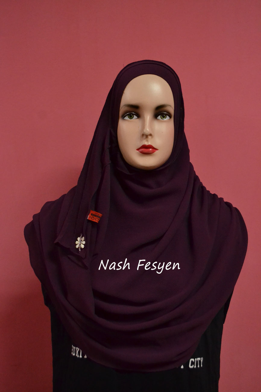 Nash Fesyen: Shawl Dua Muka + Pleated + Kedut Di Tepi + Hiasan Batu