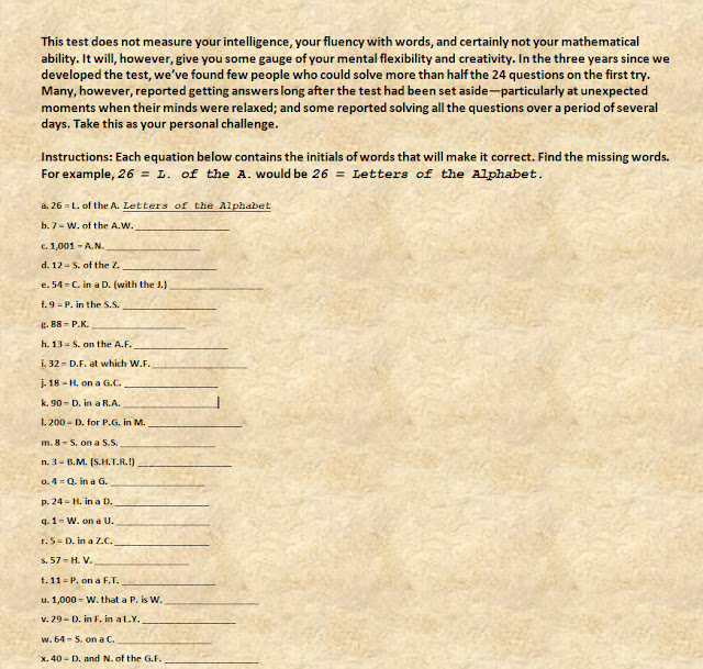 CareerTech Testing Center: 24 Questions That Test Your Mental ...