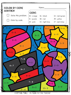 An Apple For The Teacher: New Years Color By Number Worksheets