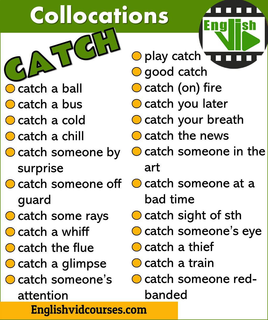 Online English courses : collocations of the verb catch