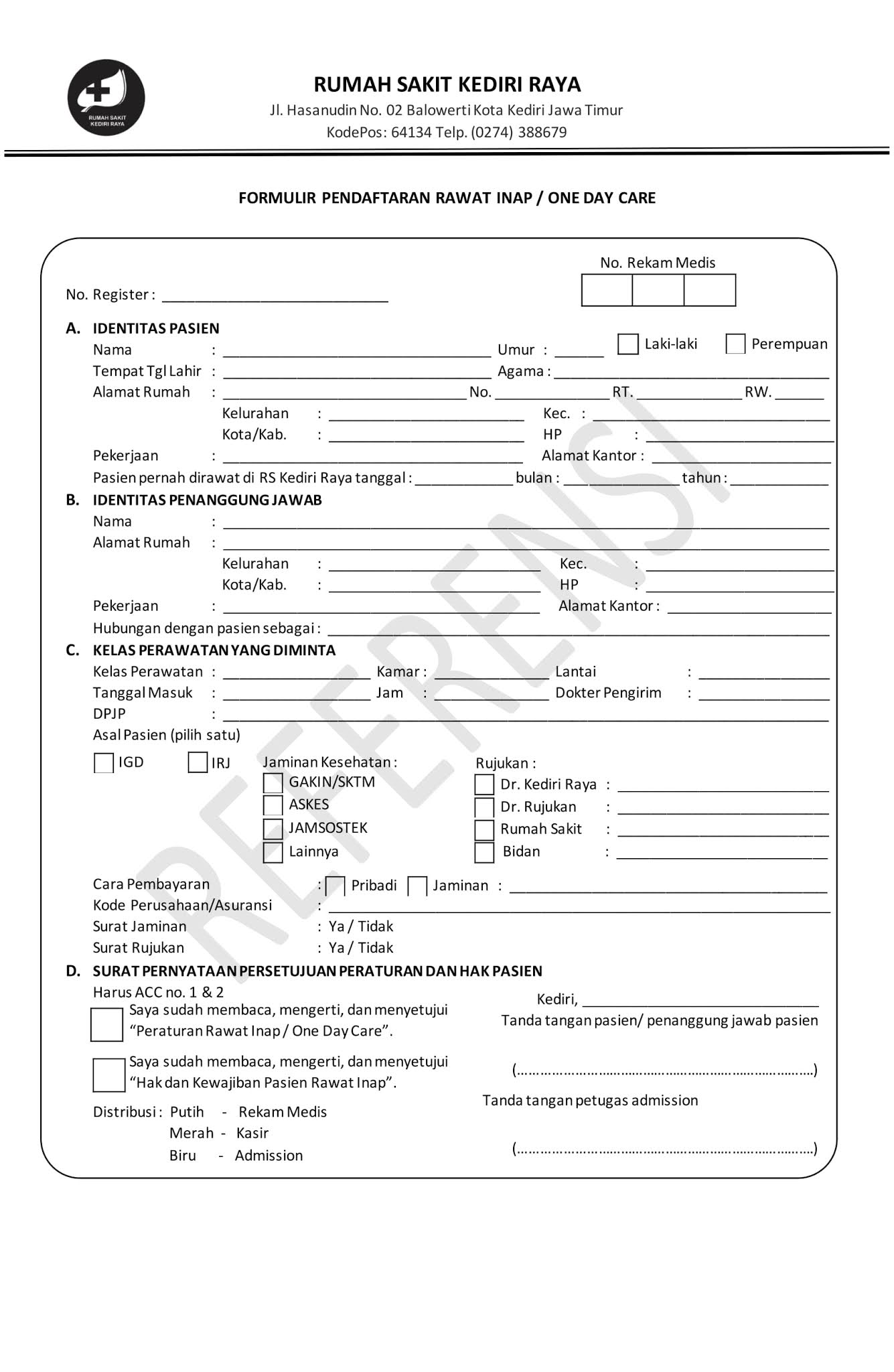DESAIN FORMULIR PENDAFTARAN RAWAT INAP