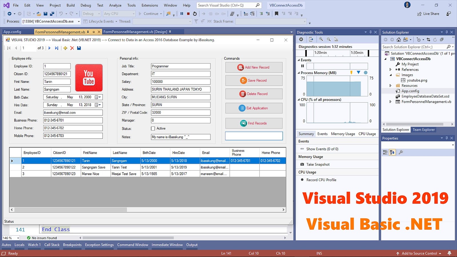 Visual Studio 2019 (VB.NET) How to Connect to data in an Access database
