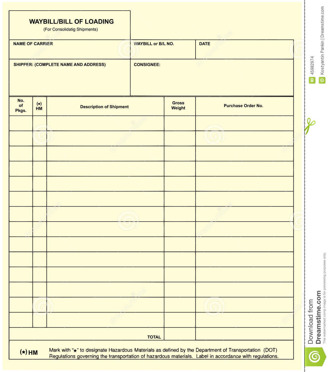 Download Waybill Form - Invoice Template Download Waybill Form - Invoice Template