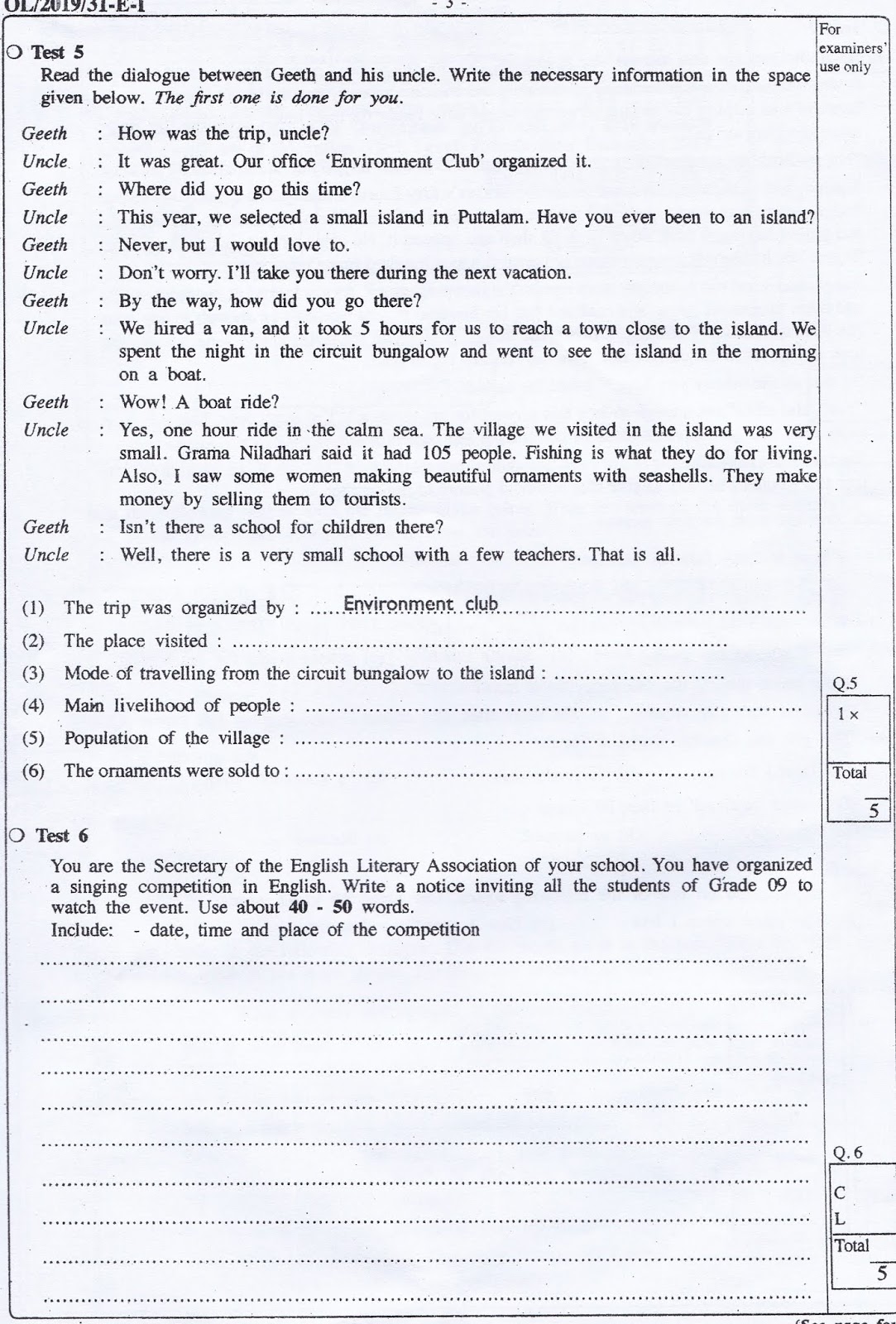 ENGLISH ACTIVITIES AND PAST PAPERS: O L ENGLISH PAPER 2019 NEW SYLLABUS