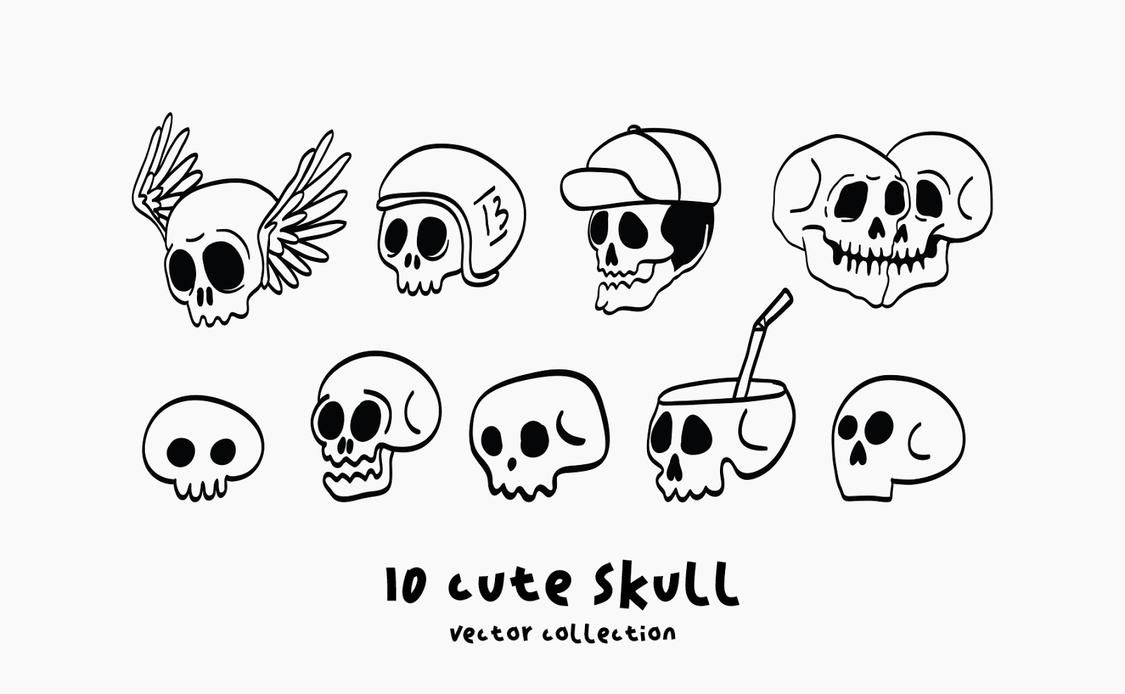 Free Download 10 Cute Skull Vector Illustration