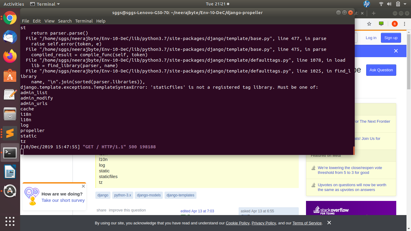 Django Talk Django Error Staticfiles Is Not A Registered Tag Library Must Be One Of Admin