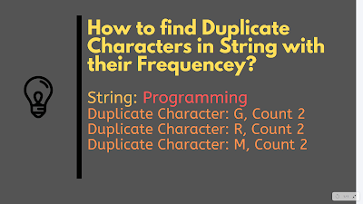 [Solved] How to Find Repeated Characters in a given String with count ...