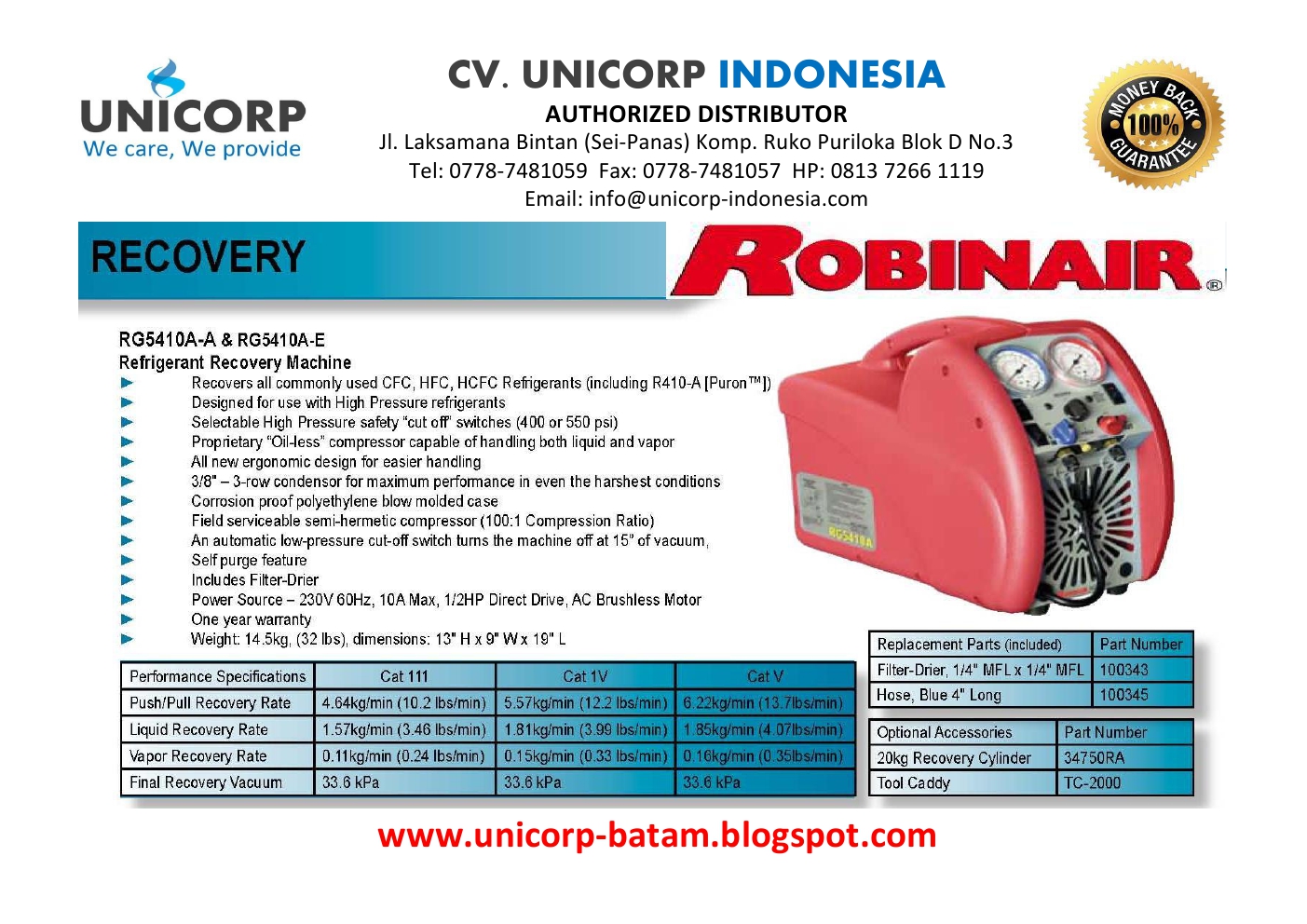 CV. UNICORP INDONESIA: DISTRIBUTOR ROBINAIR INDONESIA >> Refrigerant ...