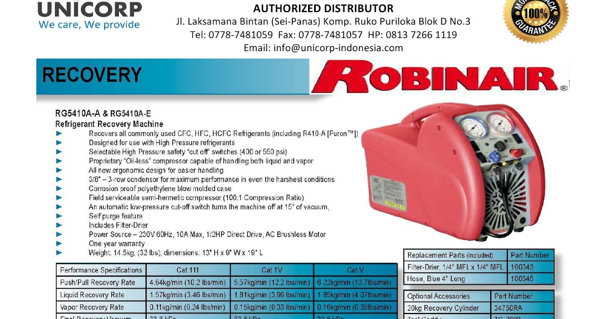 CV. UNICORP INDONESIA: DISTRIBUTOR ROBINAIR INDONESIA >> Refrigerant ...