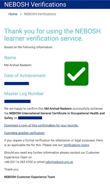 Verify Nebosh Certificate Online Free [New Method]