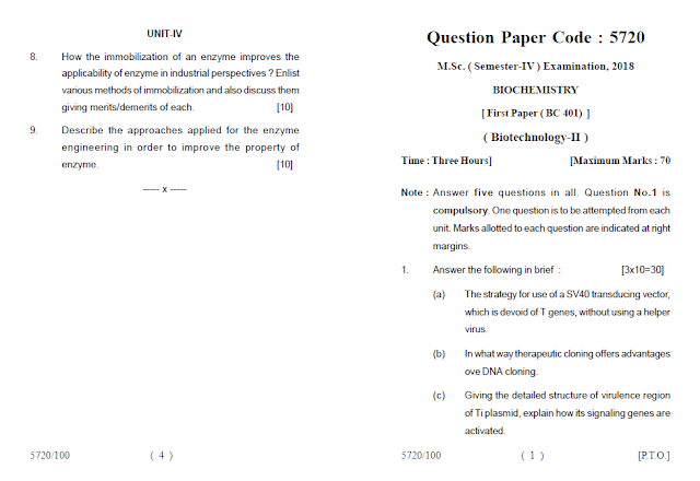 Lucknow University M.Sc. (Semester - IV) BIOCHEMISTRY [ First Paper ...