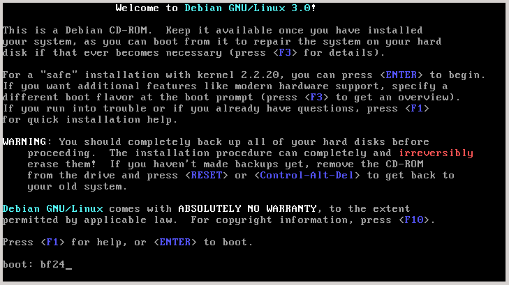 UsuarioDebian: Debian 3.0 "Woody"