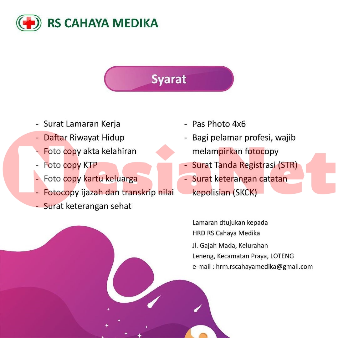 Lowongan Kerja RS Cahaya Medika Mataram Lombok NTB - NesiaNet