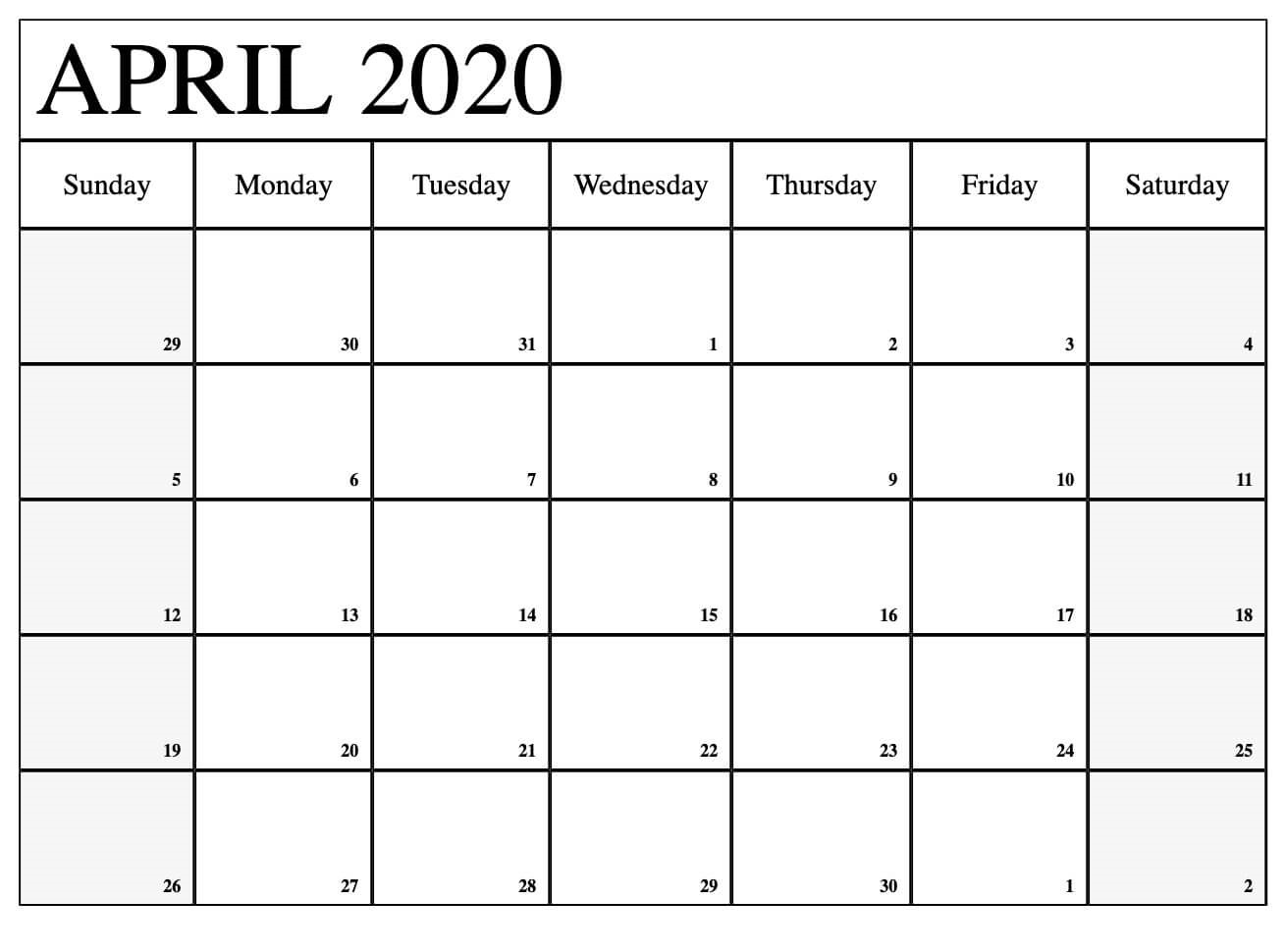Blank April 2020 Calendar With Different Design Pretty Calendar Blank April 2020 Calendar With Different Design Pretty Calendar