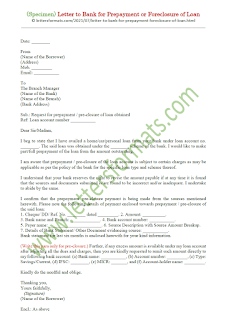 Sample Letter to Bank for Prepayment or Foreclosure of Loan