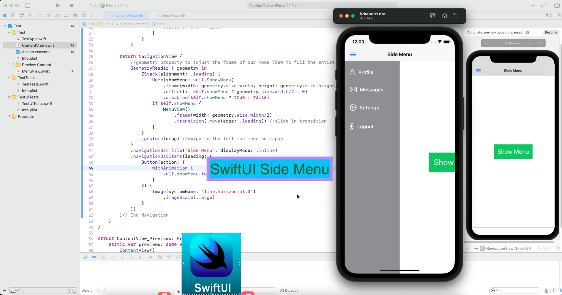 Swiftui Side Menu Tutorial101