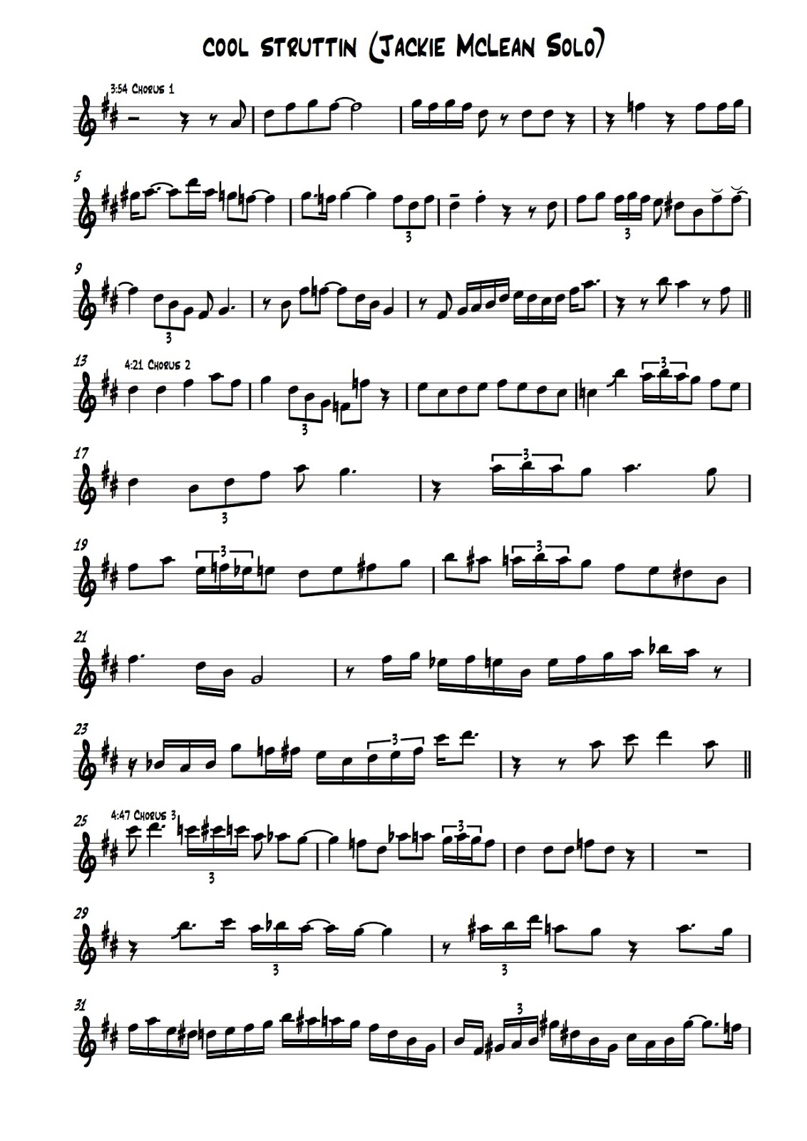 A[n occasional] Jazz Blog: Transcription: Jackie McLean solo on Cool ...