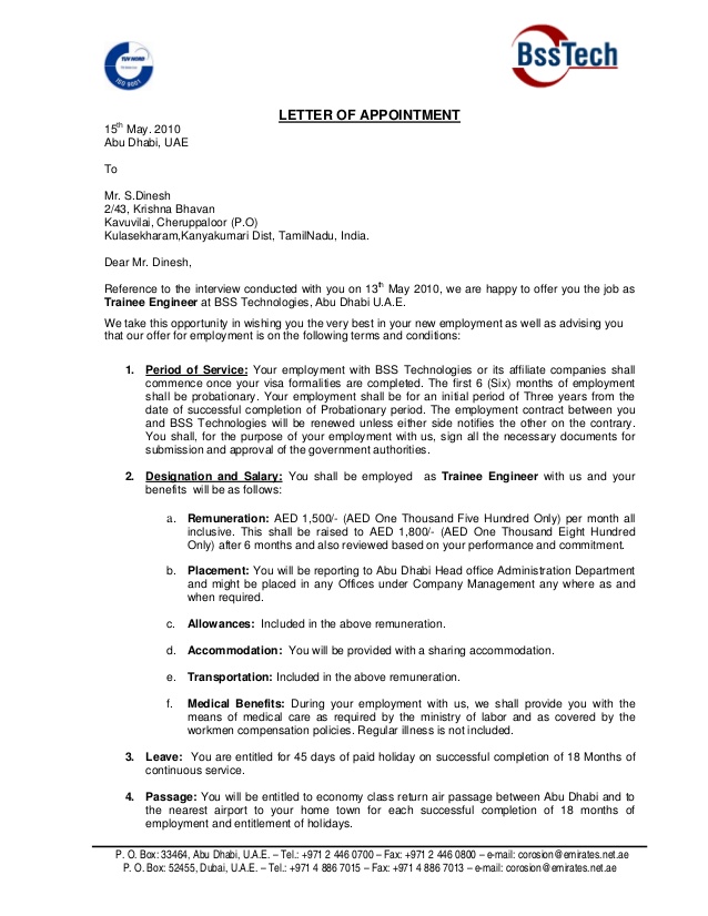 Offer Letter Sample ~ Thankyou Letter