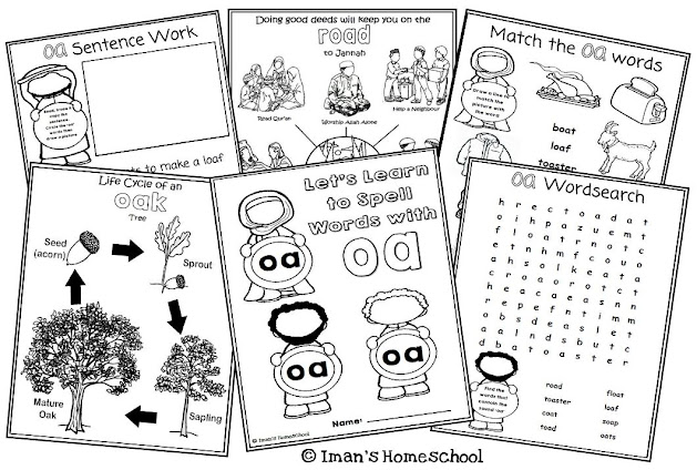 Iman's Homeschool ~ The Curriculum: The oa sound ~ Worksheets