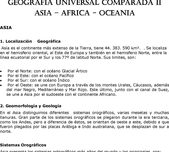ASIA AFRICA OCEANÍA EJERCICIOS RESUELTOS DE GEOGRAFÍA UNIVERSAL EN ...