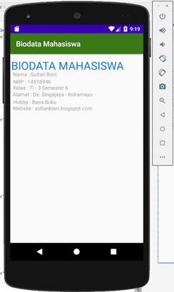 Tugas 1 Tutorial Aplikasi Biodata Mahasiswa - Portofolio Sultan Bisri