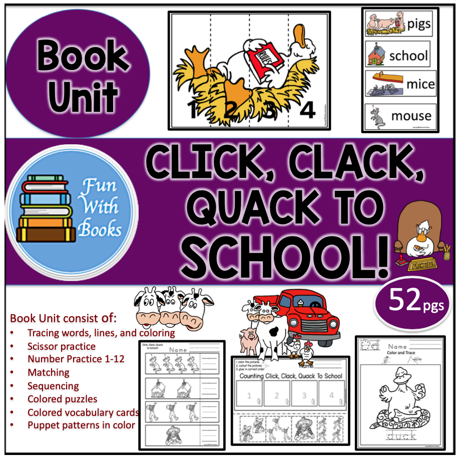 CLICK, CLACK, QUACK TO SCHOOL! BOOK UNIT ~ Book Units by Lynn