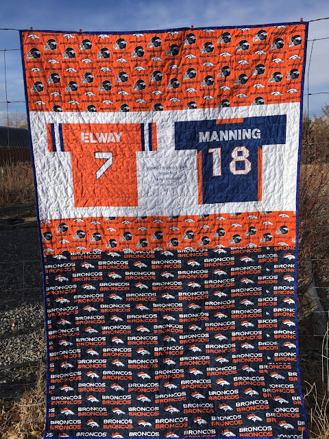 Tanya Quilts in CO: Ciao 2017--Denver Bronco Quilt Done