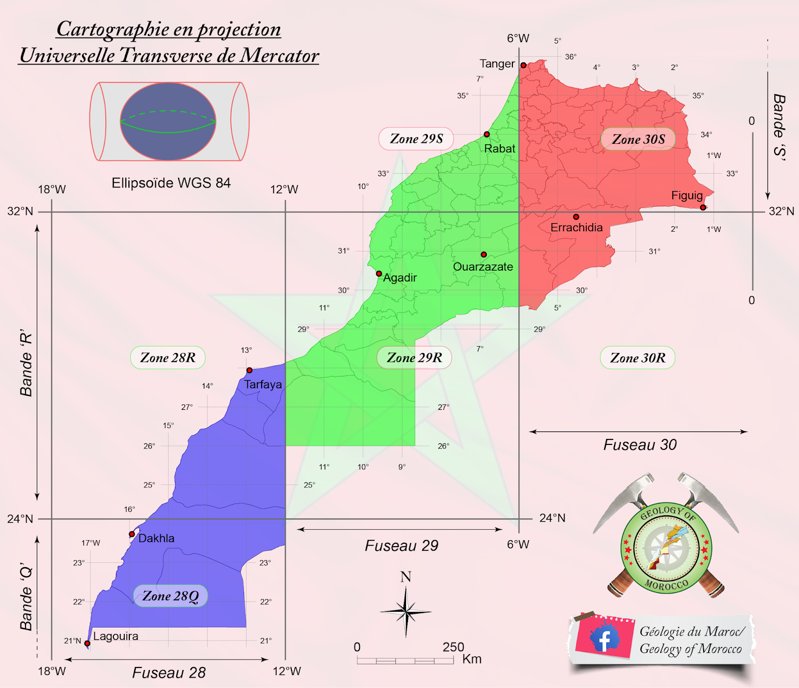 Cartographie en projection Universelle Transverse de Mercator « UTM ...