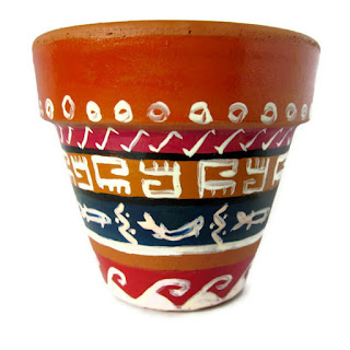 Josara Design: Hand Painted Mexican Aztec Garden Plant Pot