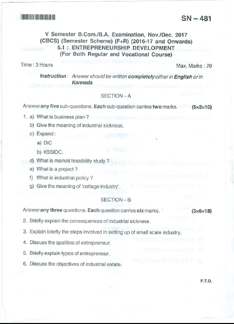 Bangalore University B.Com./B.A. 5.1 ENTREPRENEURSHIP DEVELOPMENT ...